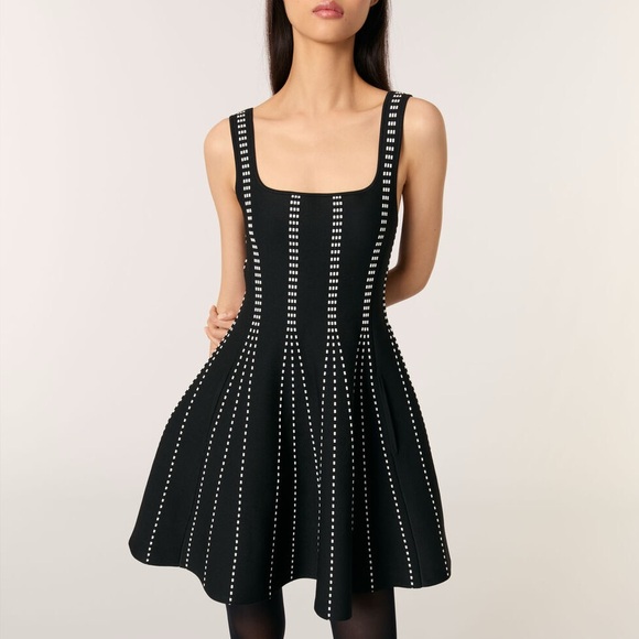 Maje | Dresses | Maje Black Mini Jacquard Knit Dress | Poshmark